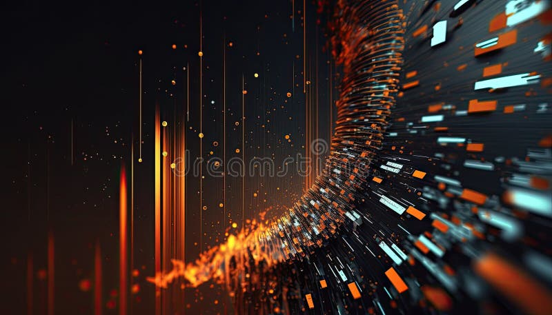 Abstract Technology Data Moving Fast As Neon Lights. Communication ...