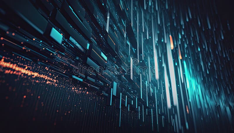 Abstract Technology Data Moving Fast As Neon Lights. Communication ...