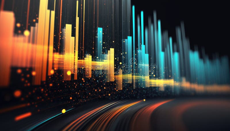 Abstract Technology Data Moving Fast As Neon Lights. Communication ...