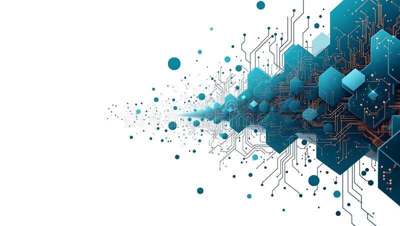 Abstract Technology Design with Hexagons Circuits and Dots on a White ...