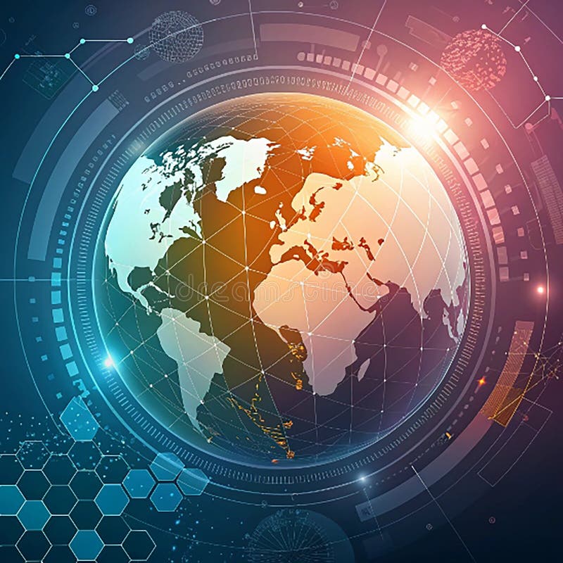 Abstract Technology Digital Backgrounds with Earth Map Vector ...