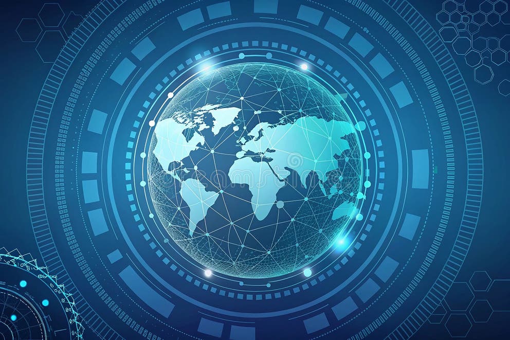 Abstract Technology Digital Backgrounds with Earth Map Vector Illustration Stock Illustration ...