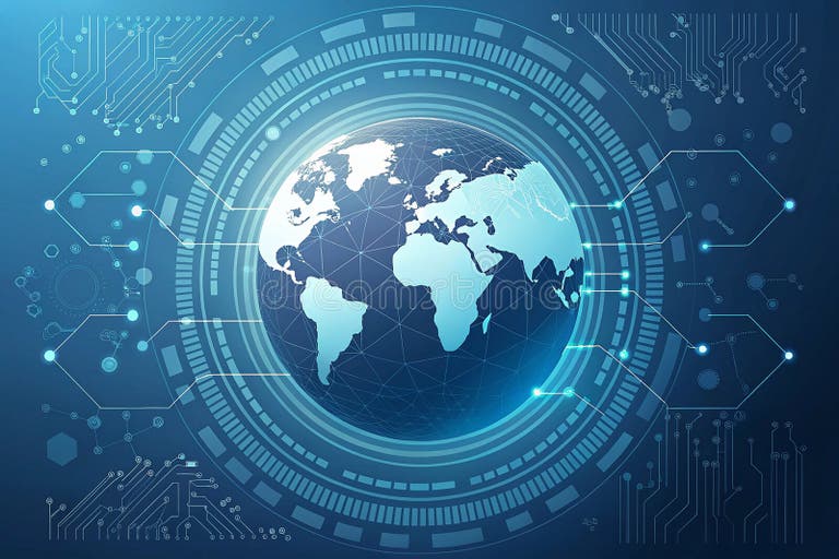 Abstract Technology Digital Backgrounds with Earth Map Vector Illustration Stock Illustration ...