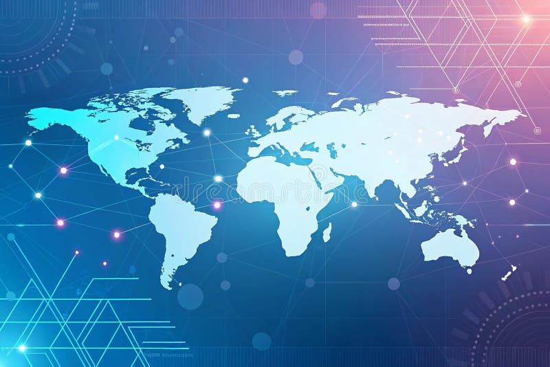 Abstract Technology Digital Backgrounds with Earth Map Illustration ...