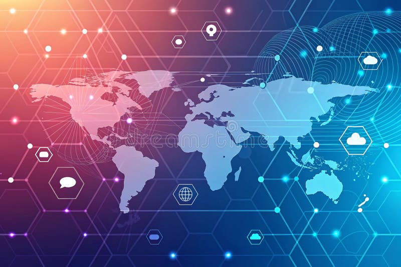Abstract Technology Digital Backgrounds with Earth Map Illustration ...