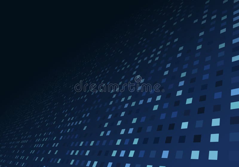 Abstract Technology Digital Data Blue Square Pixel Pattern Perspective ...