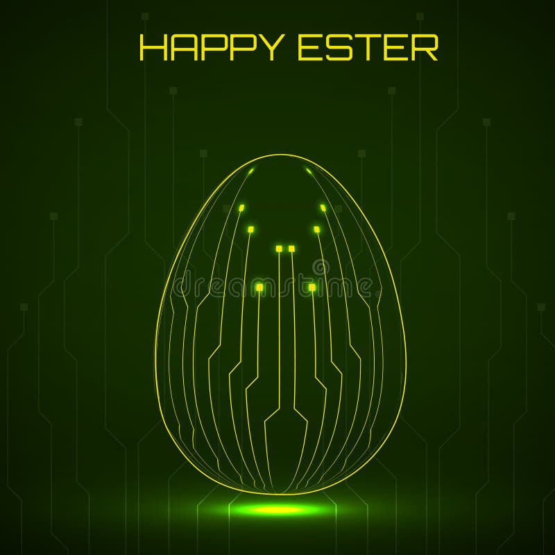 Abstract Technology Easter Eggs with Circuit Board Stock Illustration ...
