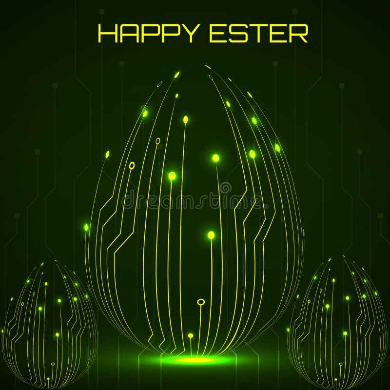 Abstract Technology Easter Eggs with Circuit Board Stock Vector ...
