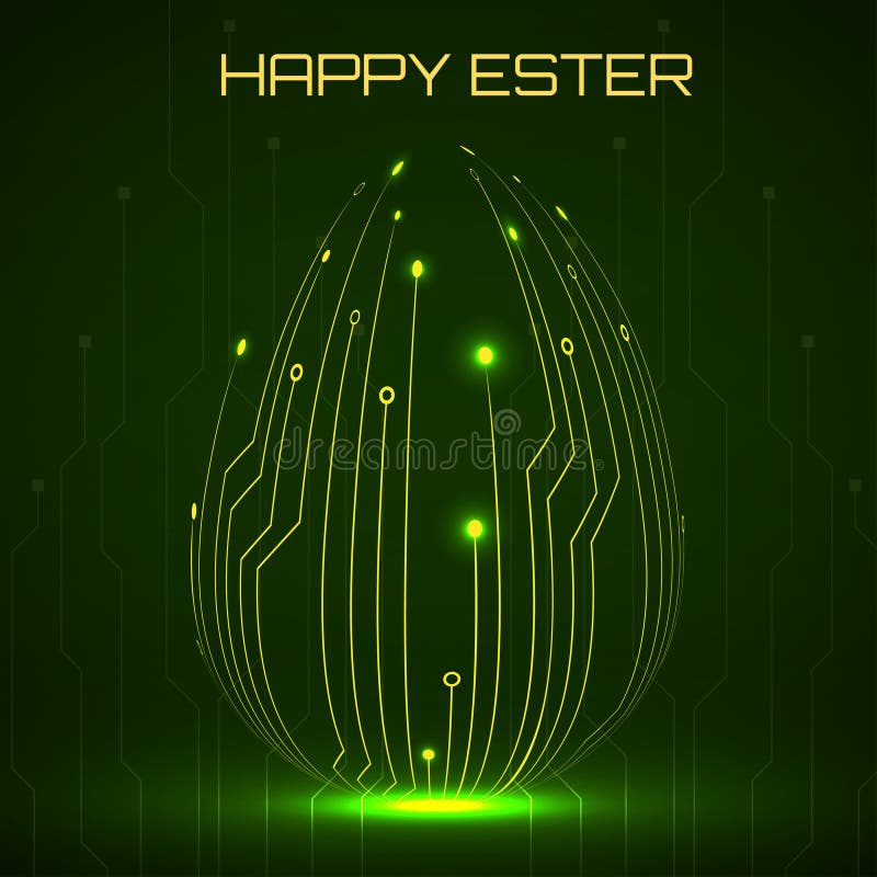 Abstract Technology Easter Eggs with Circuit Board Stock Vector ...