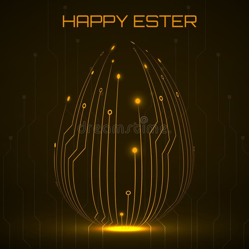 Abstract Technology Easter Eggs with Circuit Board Stock Illustration - Illustration of design ...