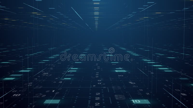 Abstract Technology Floating Code Number Digital Grid Motion Background ...
