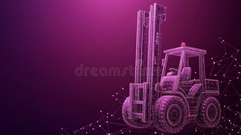 Abstract Technology Forklift. 3D Illustration of Loading Machine on ...