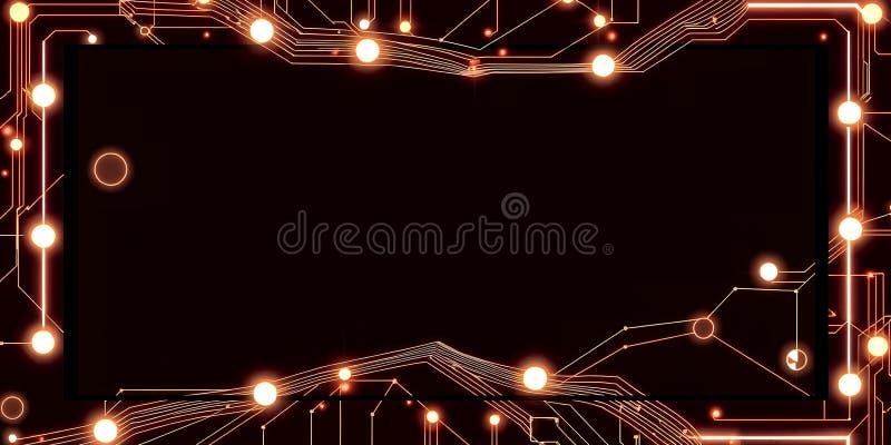 Abstract Technology Frame with Glowing Orange Lights and Circuit Board ...