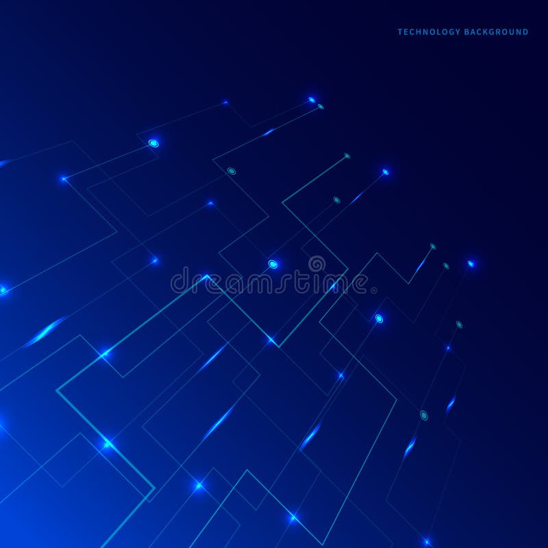 Abstract Technology Futuristic Concept Line with Light Blue on Blue ...