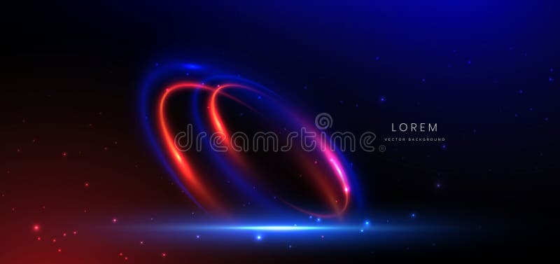 Abstract Technology Futuristic Curved Glowing Neon Blue and Red Light ...