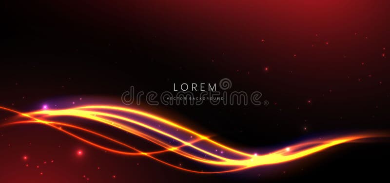 Abstract Technology Futuristic Curved Glowing Neon Red and Yellow Light ...