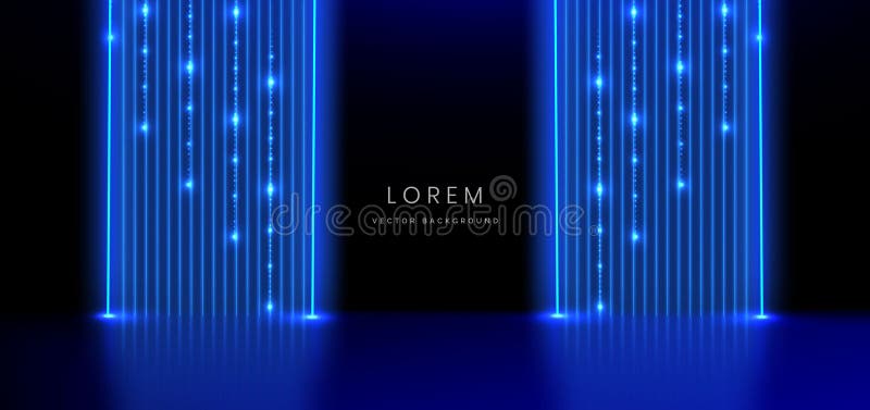 Abstract Technology Futuristic Glowing Neon Blue Light on Dark Blue ...