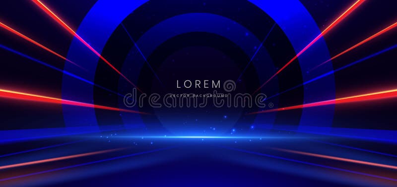 Abstract Technology Futuristic Glowing Neon Blue and Red Light Ray with ...