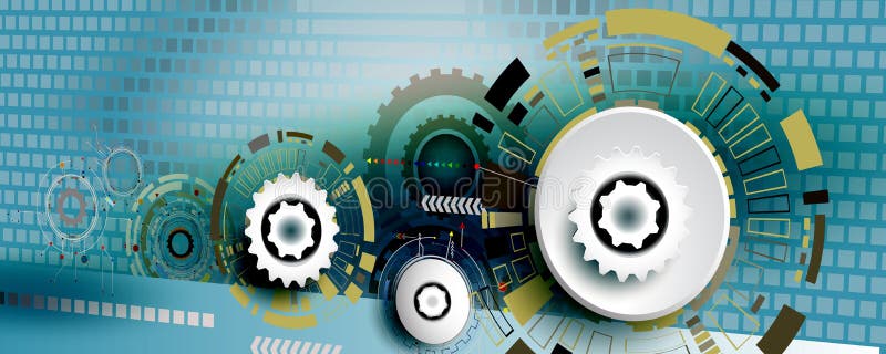 Abstract Technology Gear Wheel Engineering on Square Background. Stock ...