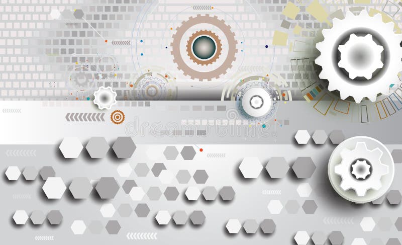 Abstract Technology Gear Wheel Engineering on Square and Hexagon Stock ...