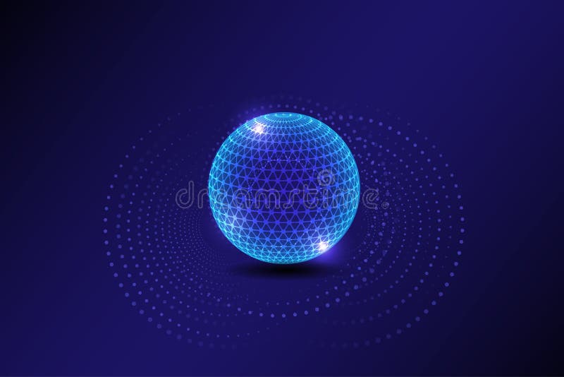 Abstract Technology, Global Network Connections and Endless Circles of Dots, Global Business ...