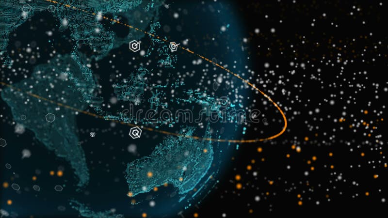 Abstract Technology Globe . Data Exchange and Network Over the Planet ...