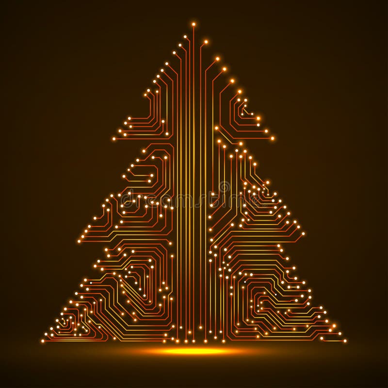 Abstract Technology Glowing Christmas Tree, Neon Circuit Board Stock ... Abstract Technology Glowing Christmas Tree, Neon Circuit Board Stock ...