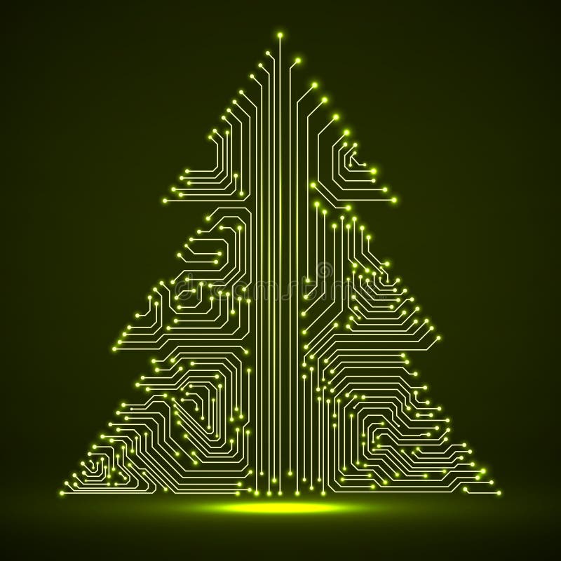 Abstract Technology Glowing Christmas Tree, Neon Circuit Board Stock ... Abstract Technology Glowing Christmas Tree, Neon Circuit Board Stock ...