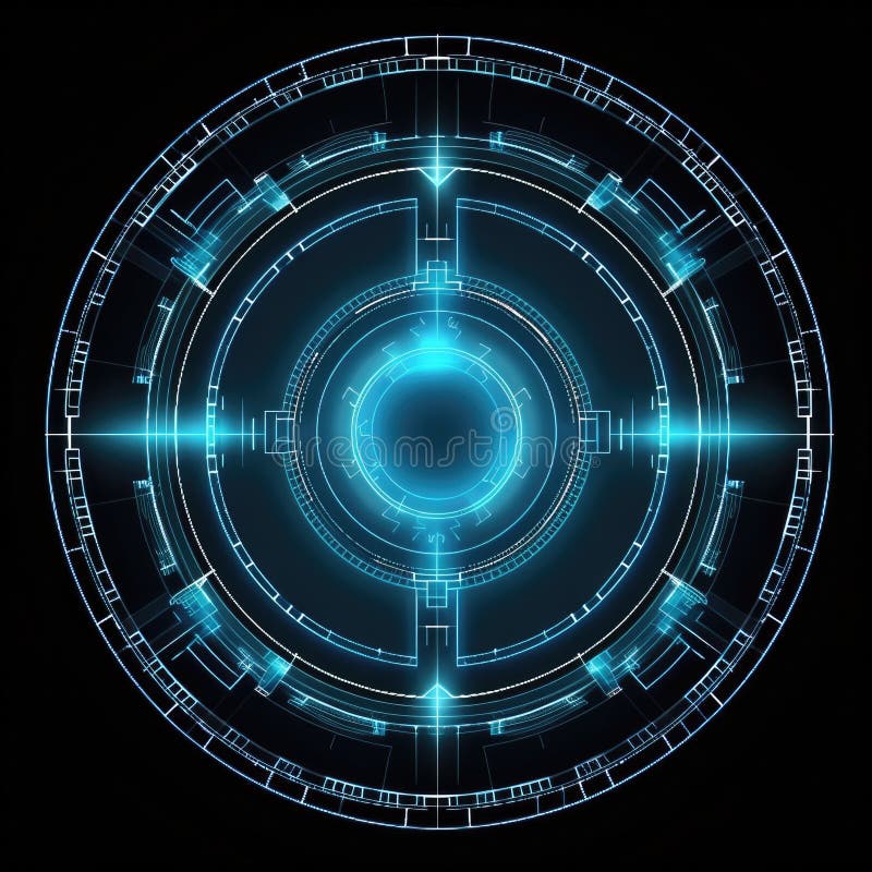 Abstract Technology Hud Interface Hologram Elements Neon Lights, Circle ...