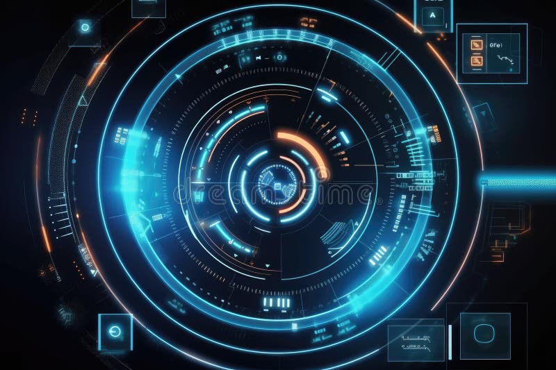 Abstract Technology Hud Interface Hologram Elements Neon Lights, Circle ...