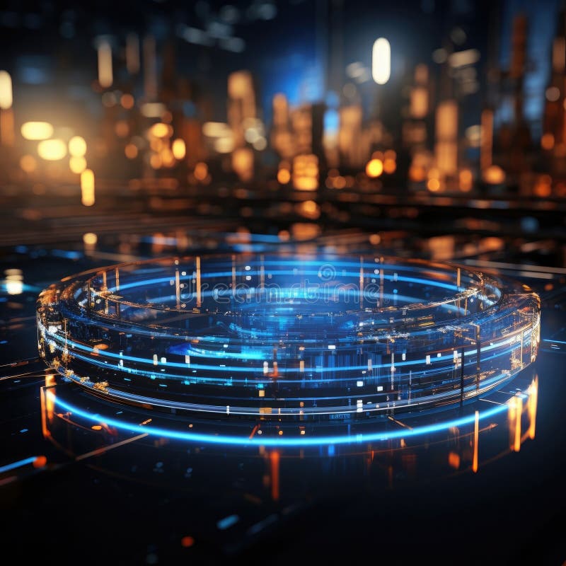 Abstract Technology Hud Interface Hologram Elements Neon Lights, Circle Percent Vitality ...