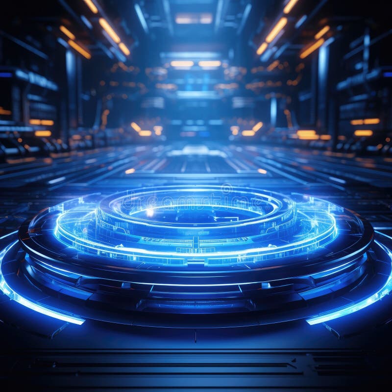 Abstract Technology Hud Interface Hologram Elements Neon Lights, Circle ...