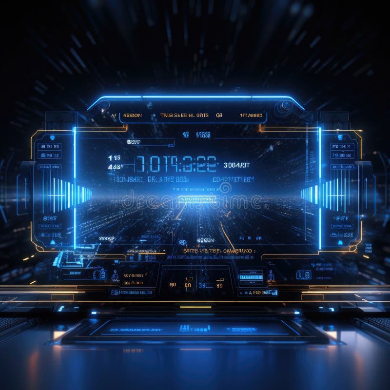 Abstract Technology Hud Interface Hologram Elements Neon Lights, Circle ...