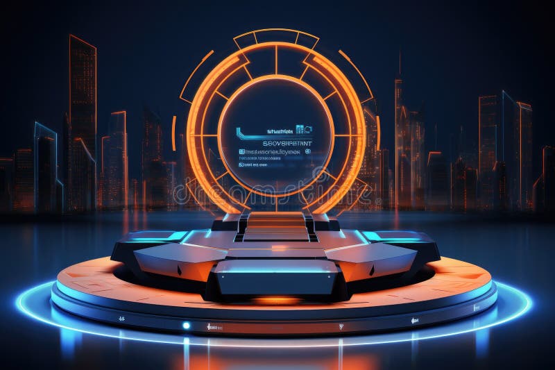 Abstract Technology Hud Interface Hologram Elements Neon Lights, Circle ...