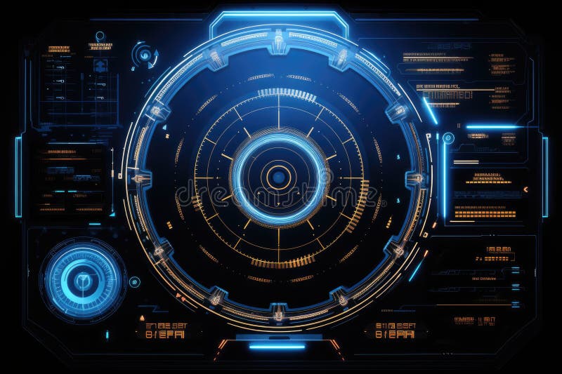Abstract Technology Hud Interface Hologram Elements Neon Lights, Circle ...