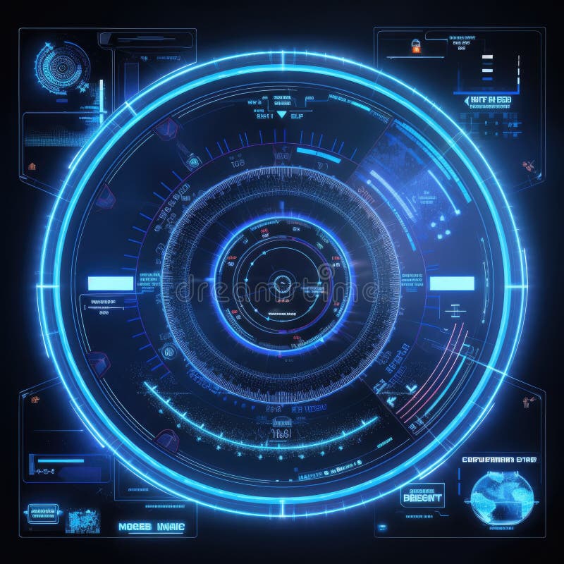 Abstract Technology Hud Interface Hologram Elements Neon Lights, Circle ...