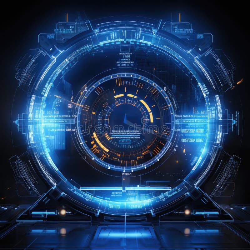 Abstract Technology Hud Interface Hologram Elements Neon Lights, Circle ...