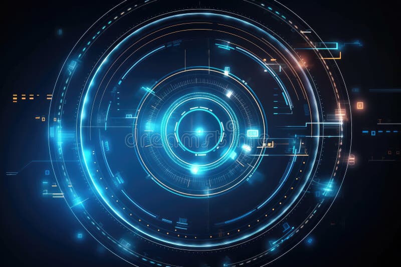 Abstract Technology Hud Interface Hologram Elements Neon Lights, Circle ...
