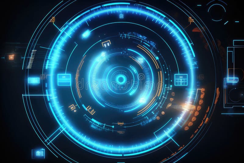 Abstract Technology Hud Interface Hologram Elements Neon Lights, Circle ...