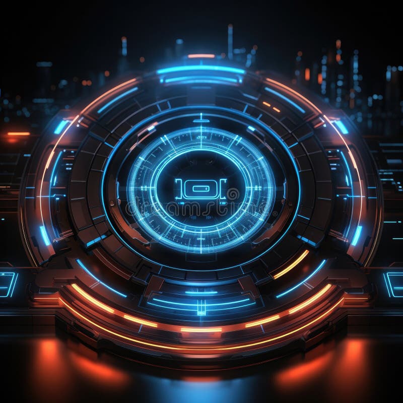 Abstract Technology Hud Interface Hologram Elements Neon Lights, Circle ...
