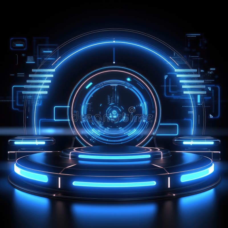 Abstract Technology Hud Interface Hologram Elements Neon Lights, Circle ...