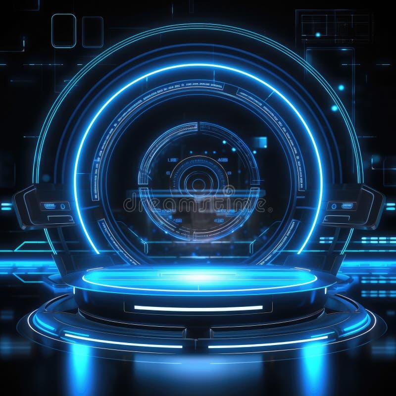 Abstract Technology Hud Interface Hologram Elements Neon Lights, Circle ...