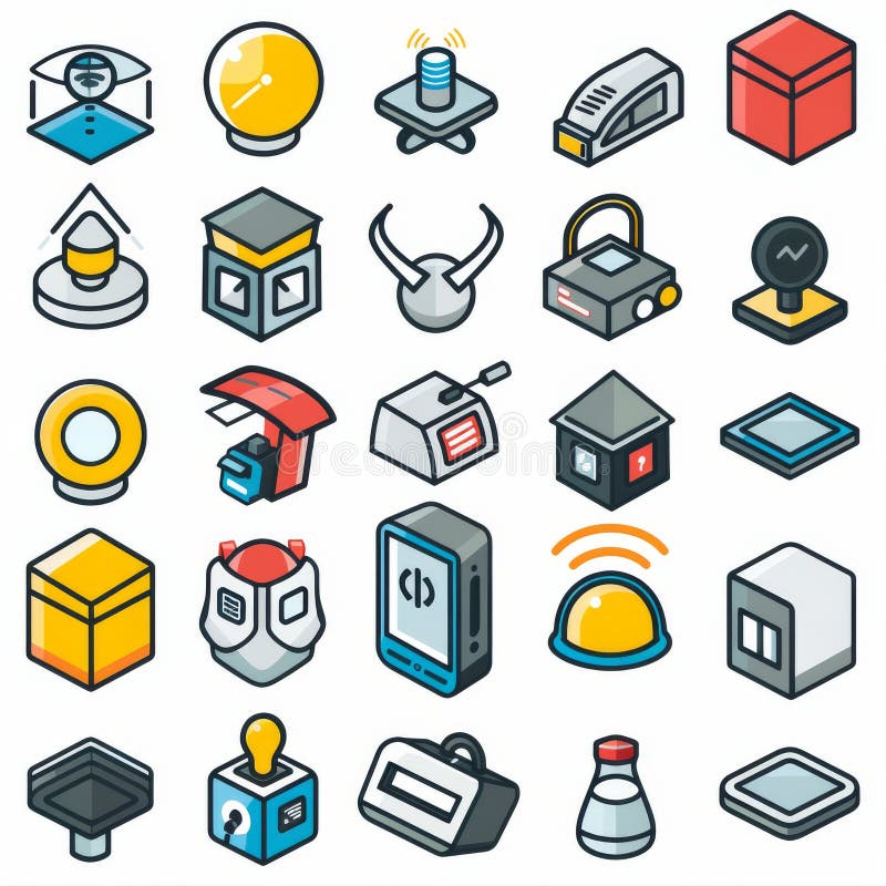 Abstract Technology Icons Collection Stock Illustration - Illustration ...
