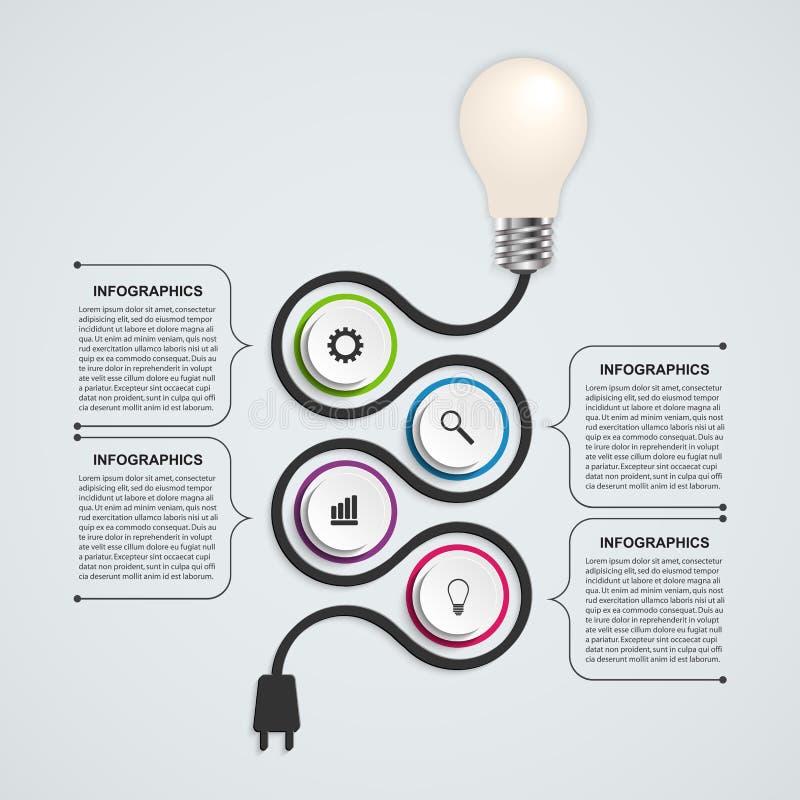 Abstract Technology Infographics Design Template. Light Bulb Stock ...