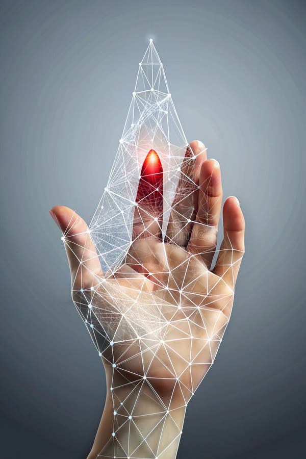 Abstract Technology Line Triangle and Points Low Poly Hand Check Blood ...