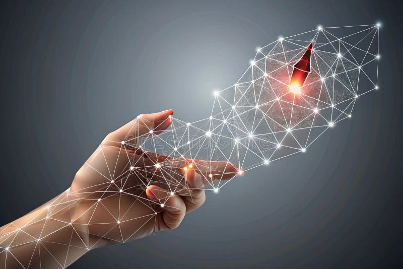 Abstract Technology Line Triangle and Points Low Poly Hand Check Blood ...