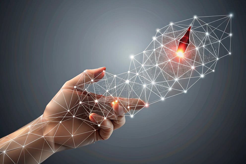 Abstract Technology Line Triangle and Points Low Poly Hand Check Blood ...