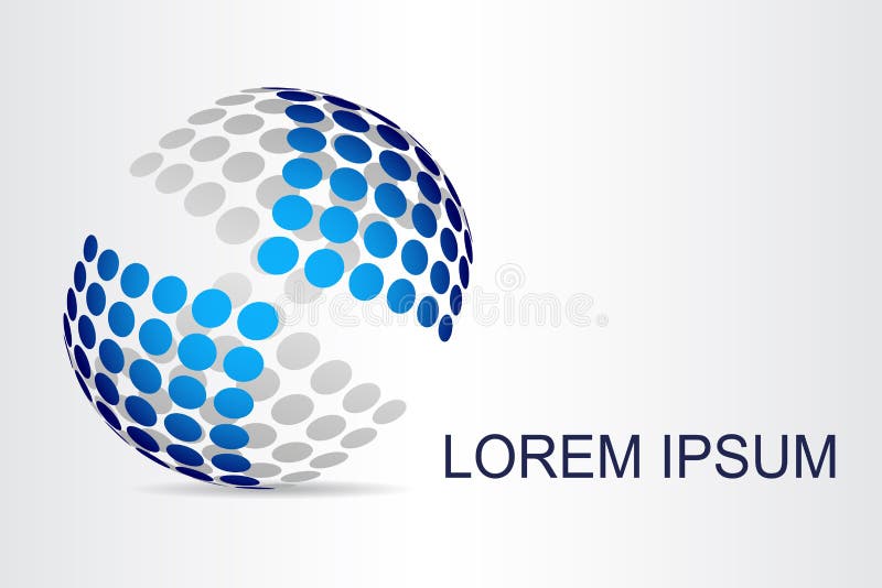 Abstract Technology Logo Stylized Spherical Surface with Abstract ...