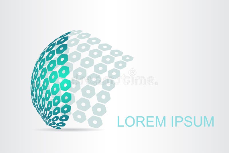 Abstract Technology Logo Stylized Spherical Surface with Abstract ...