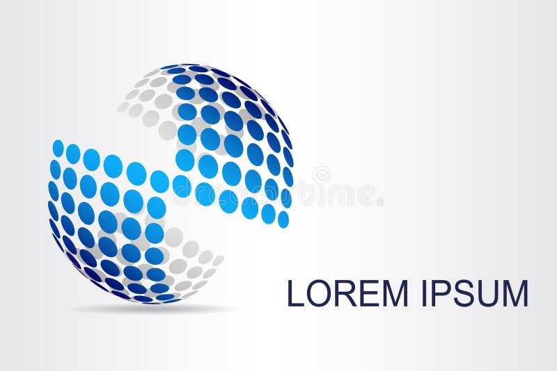 Abstract Technology Logo Stylized Spherical Surface with Abstract ...